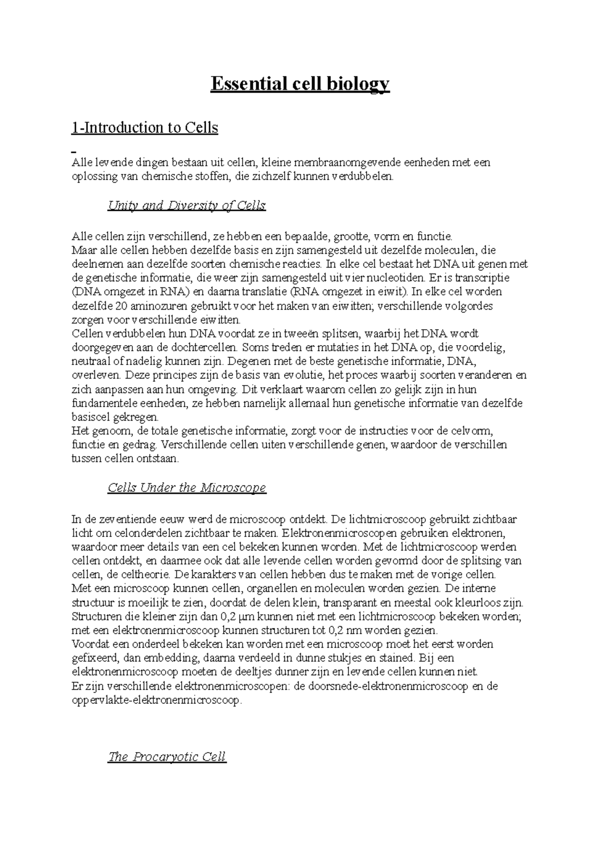 Essentialcellbiology vertaling - Essential cell biology to Cells Alle ...