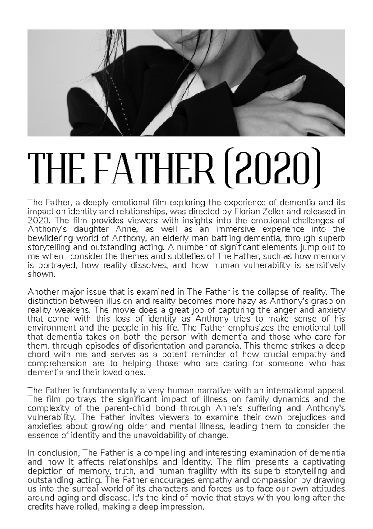 The father 2020 - reaction paper - The Father, a deeply emotional film exploring the experience ...
