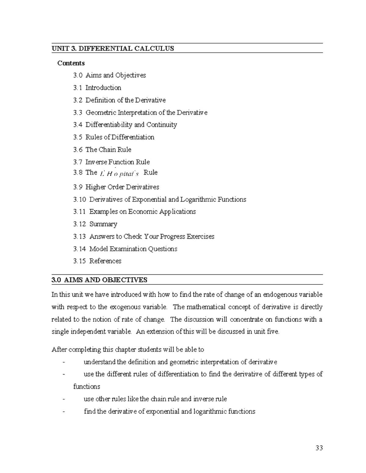 Chapter II1a - essay in economic - UNIT 3. DIFFERENTIAL CALCULUSUNIT 3. DIFFERENTIAL CALCULUS ...