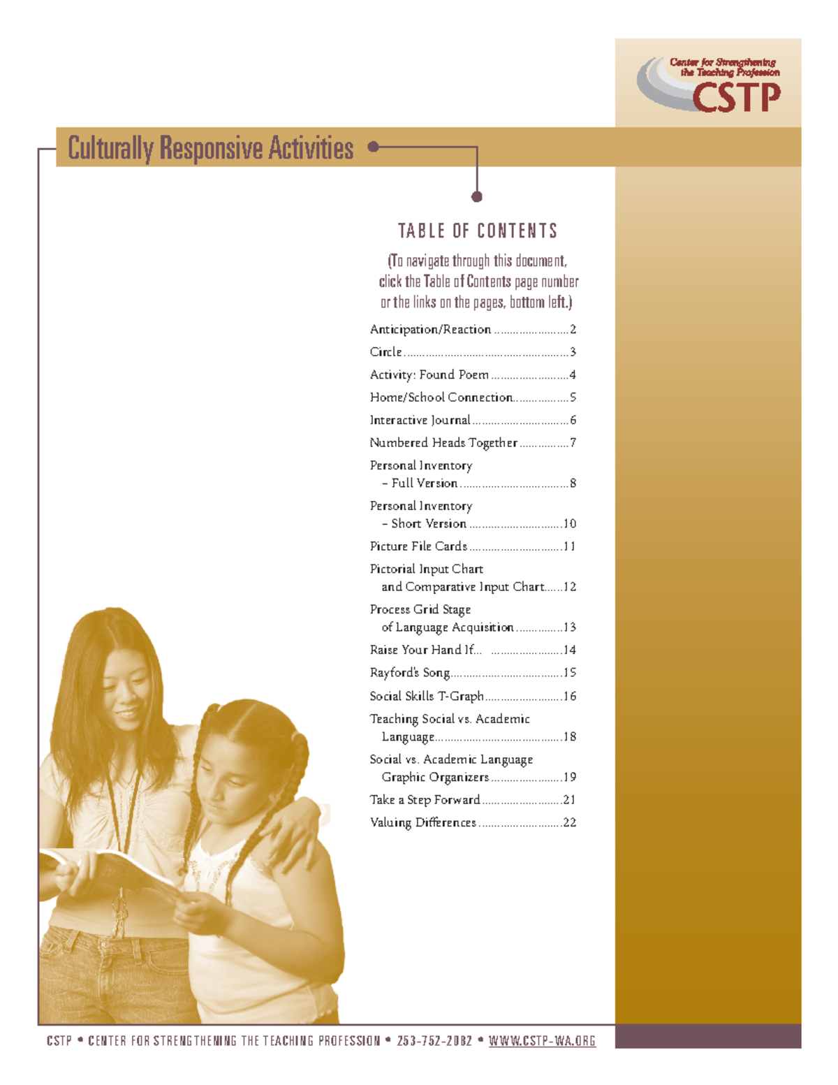 Culturally responsive activities - CSTP • CENTER FOR STRENGTHENING THE ...