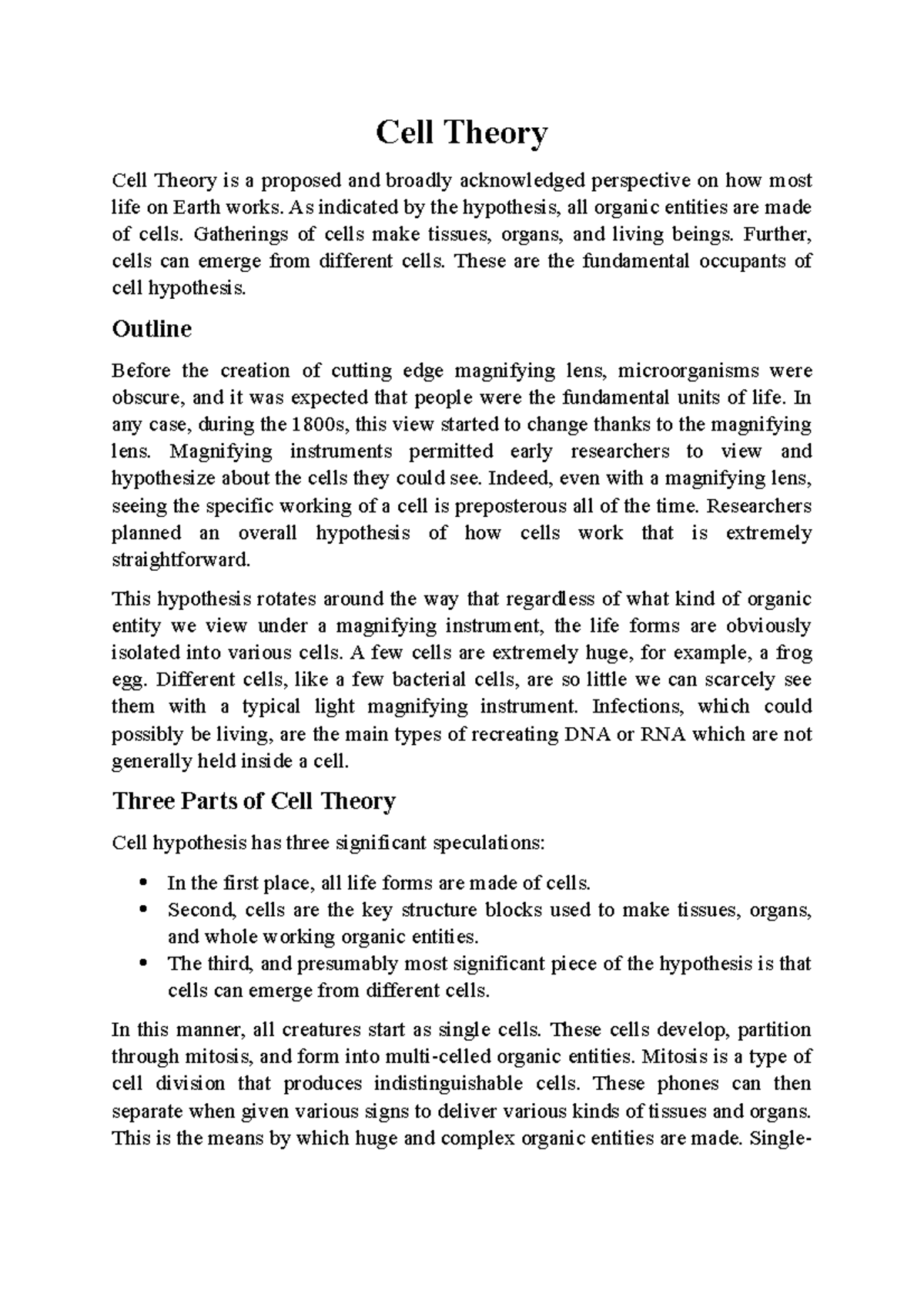 Cell Theory - Cell Theory Cell Theory is a proposed and broadly ...