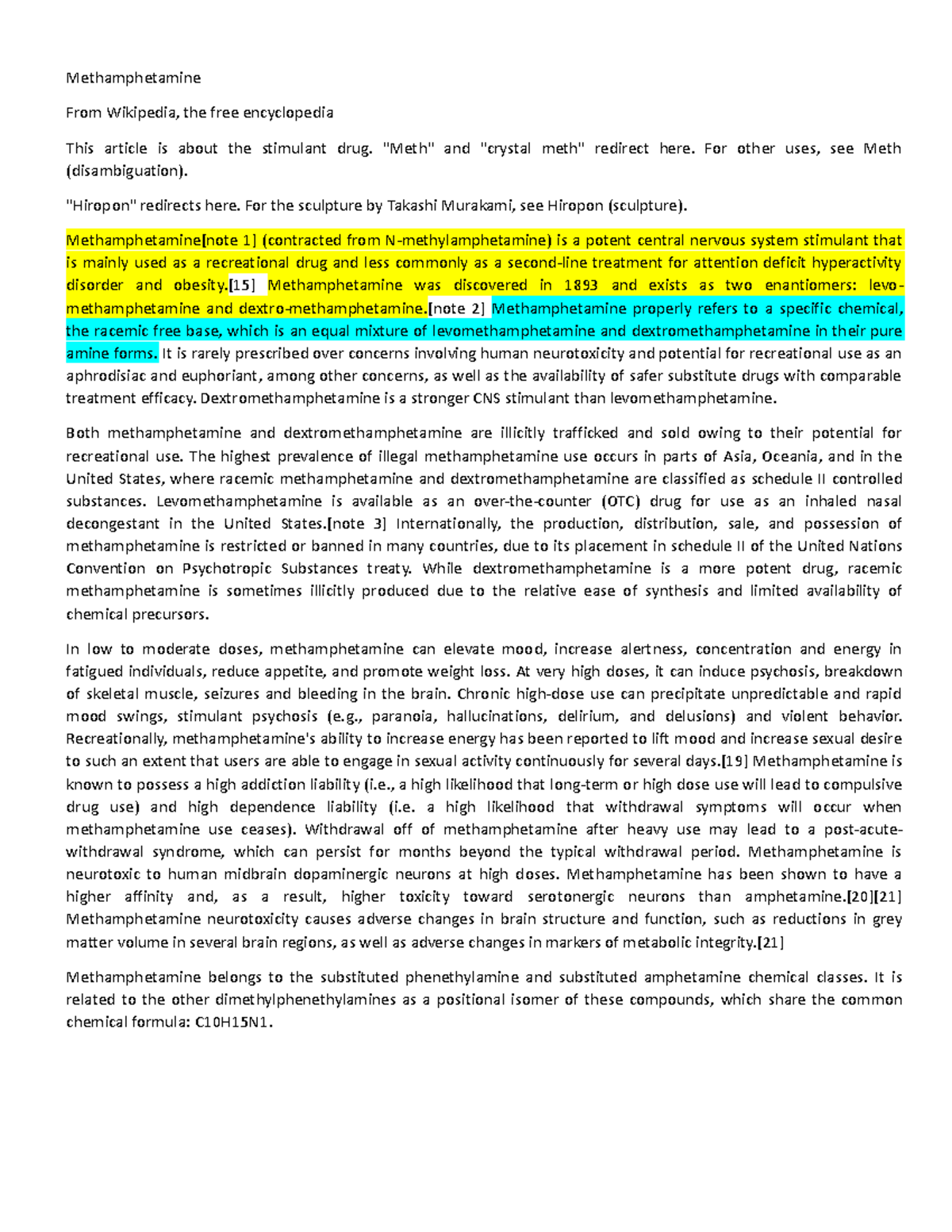 Methamphetamine - asdvcsZDV - Methamphetamine From Wikipedia, the free ...