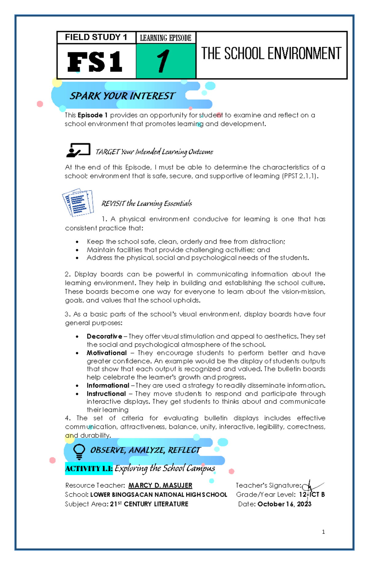 Learning Episode 1-4 - none - This Episode 1 provides an opportunity ...