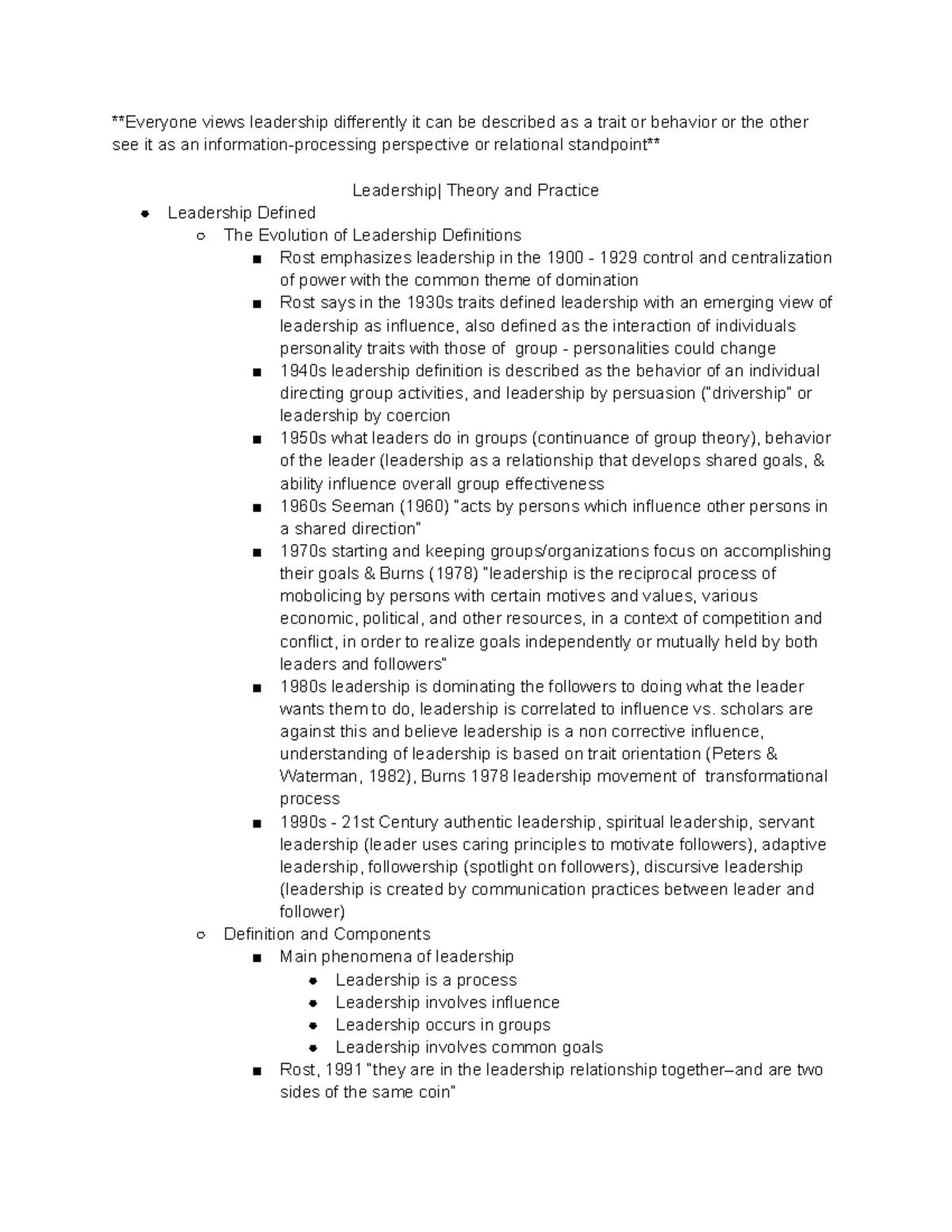 09 01 Reading Notes - homework - Everyone views leadership differently ...