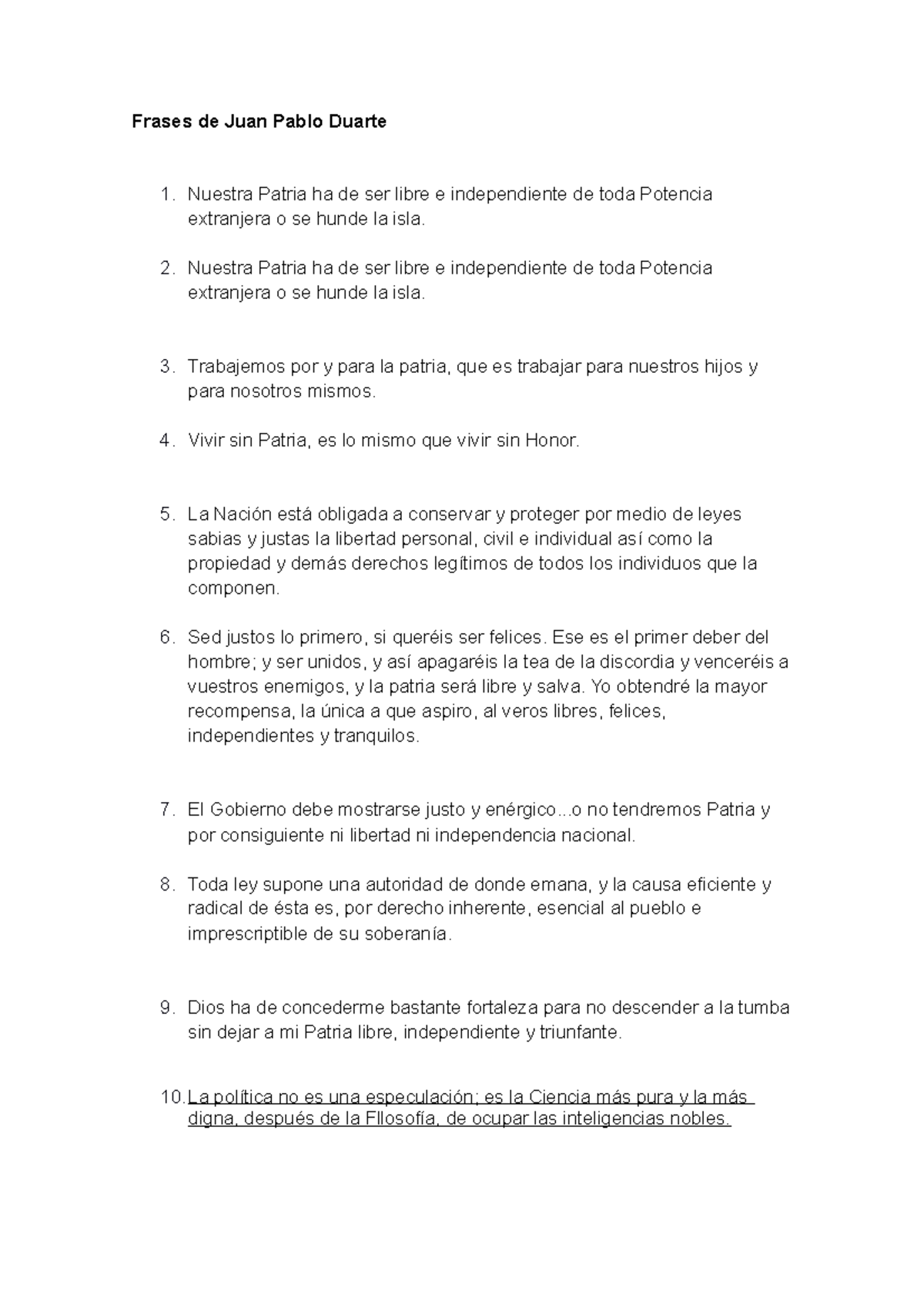 Frases de Juan Pablo Duarte - Frases de Juan Pablo Duarte Nuestra ...