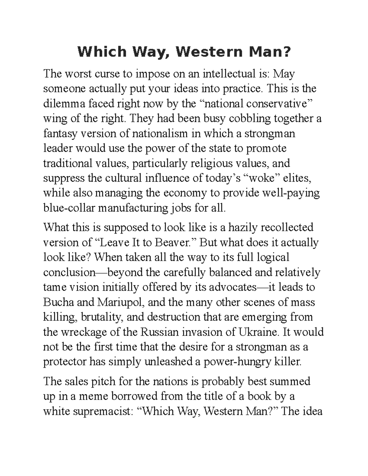 Document 21 - Which Way, Western Man? - Which Way, Western Man? The ...