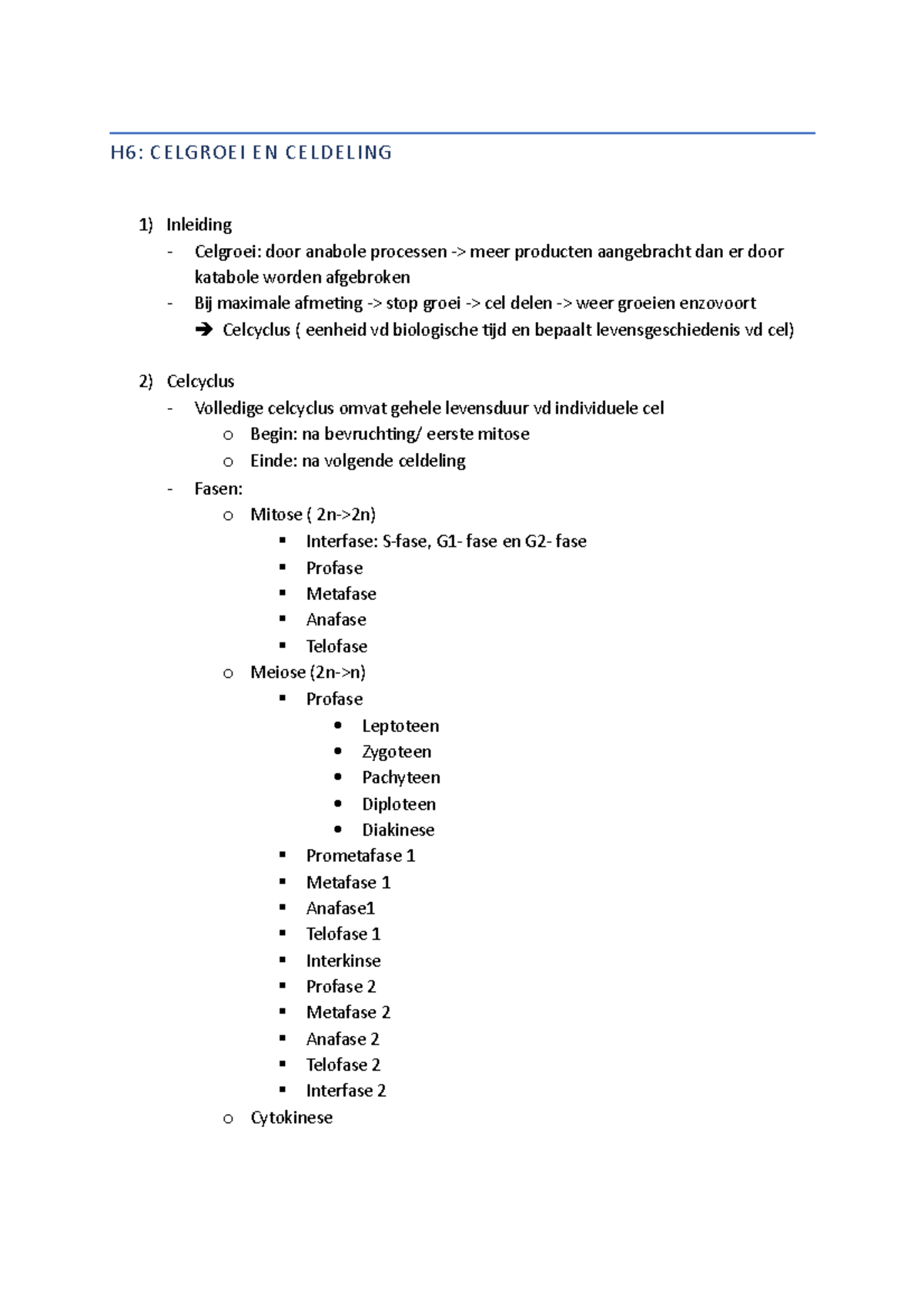 Celgroei-en-celdeling - H6: CELGROEI EN CELDELING Inleiding Celgroei ...