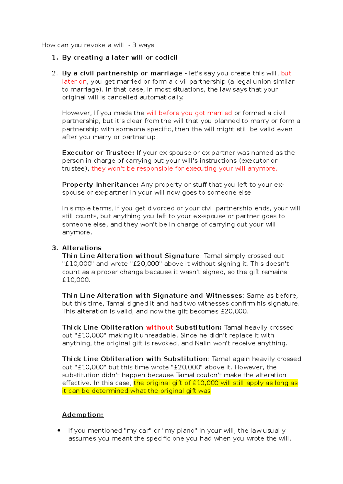 Notes to print for wills and administration - How can you revoke a will ...