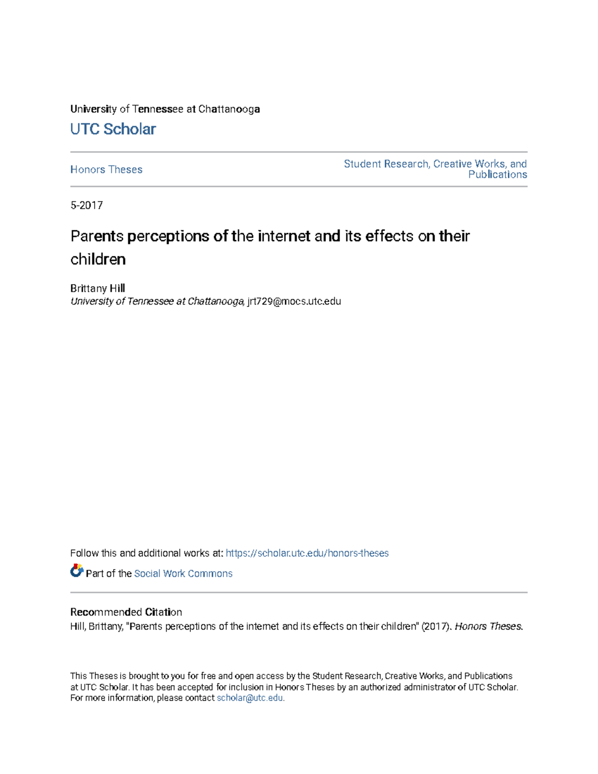 Parents perceptions of the internet and its effects on their chil ...