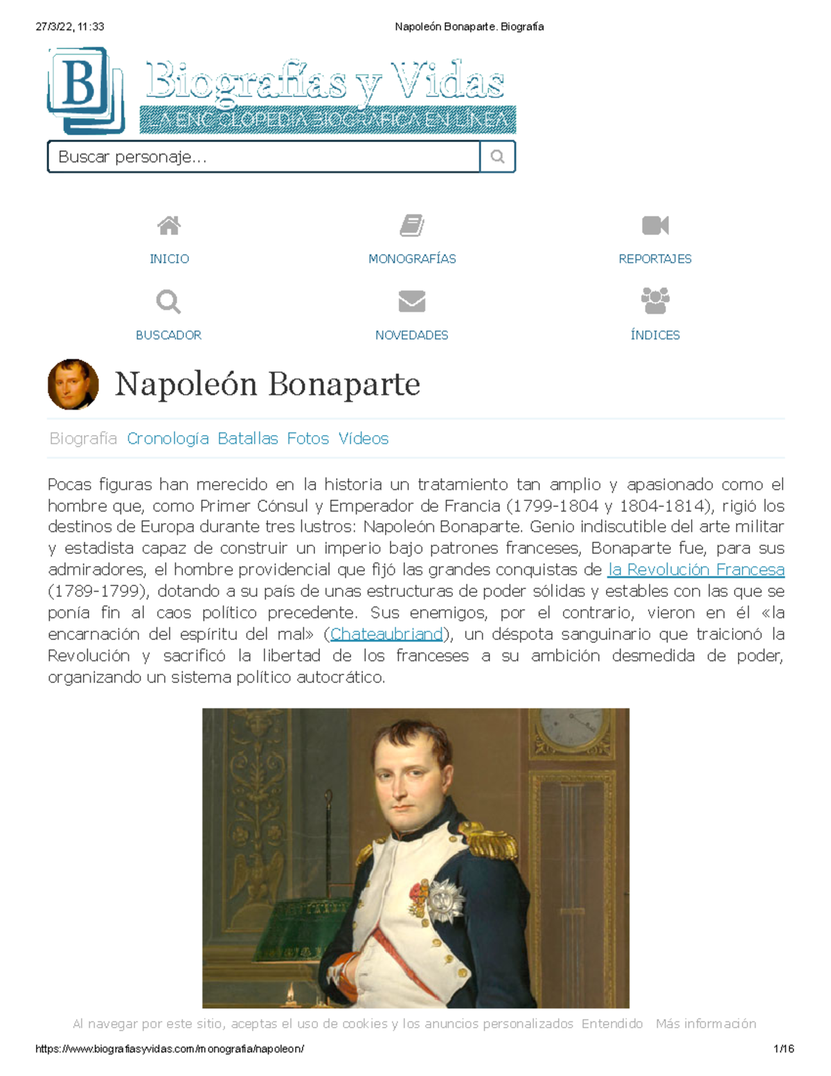 Napoleón Bonaparte. Biografía super para - español - UCompensar - Studocu