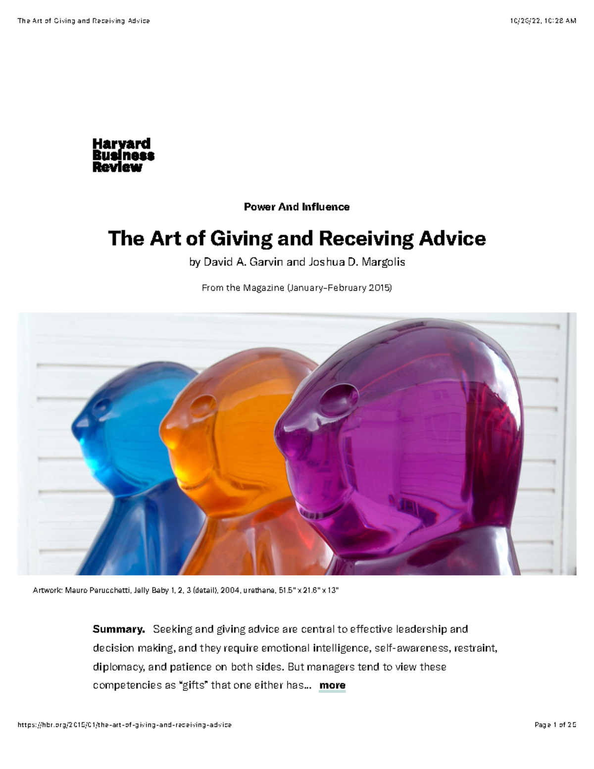 The Art of Giving and Receiving Advice - Summary. Power And Influence ...