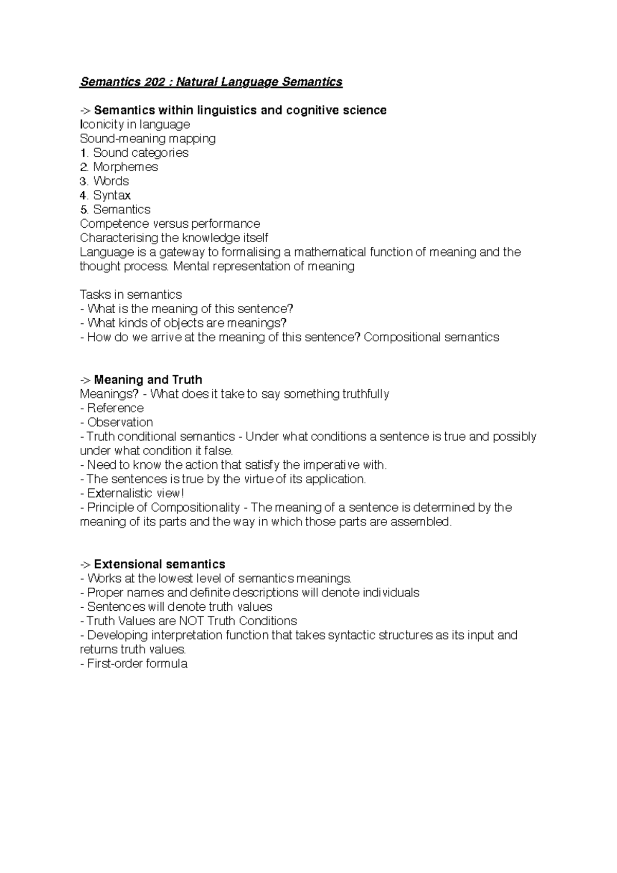 L1 Semantics - Notes - Semantics 202 : Natural Language Semantics ...