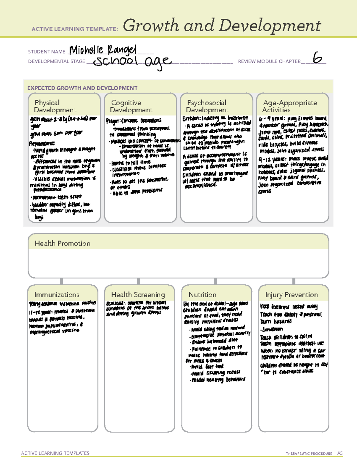 Growth and development school age active learning template - ACTIVE ...