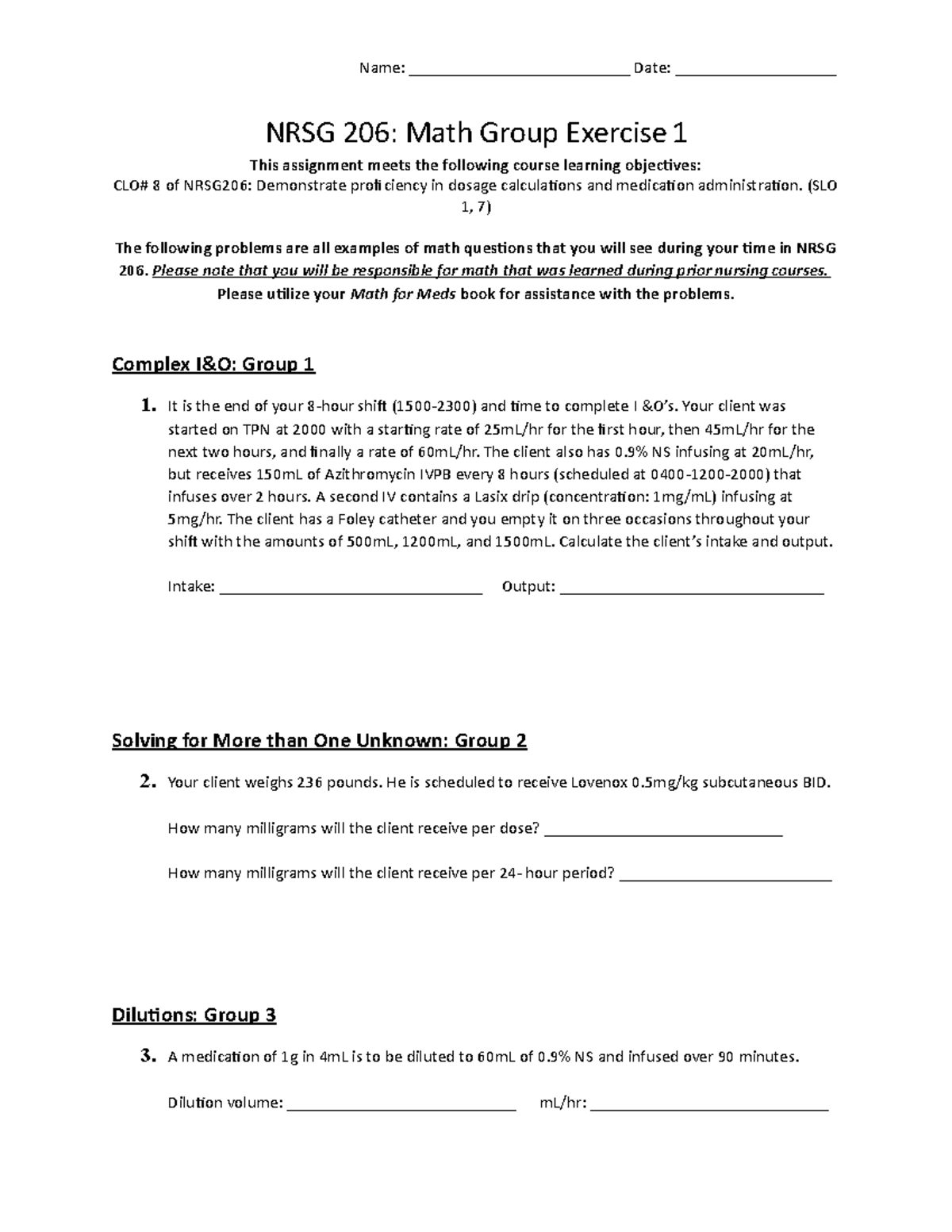 ASN Math Group Exercise 1 - Name: __________________________ Date ...