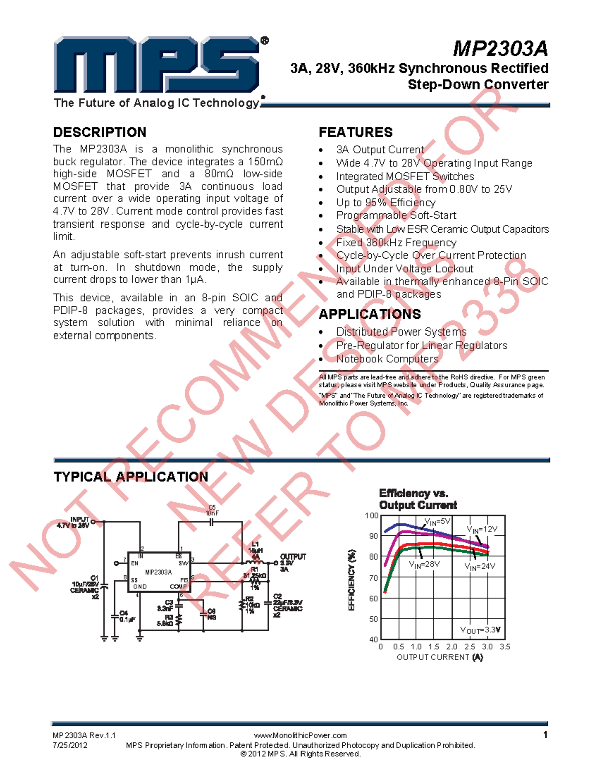 M2303ADN-MPS - fuente conmutada - MP2303A 3A, 28V, 360kHz Synchronous ...