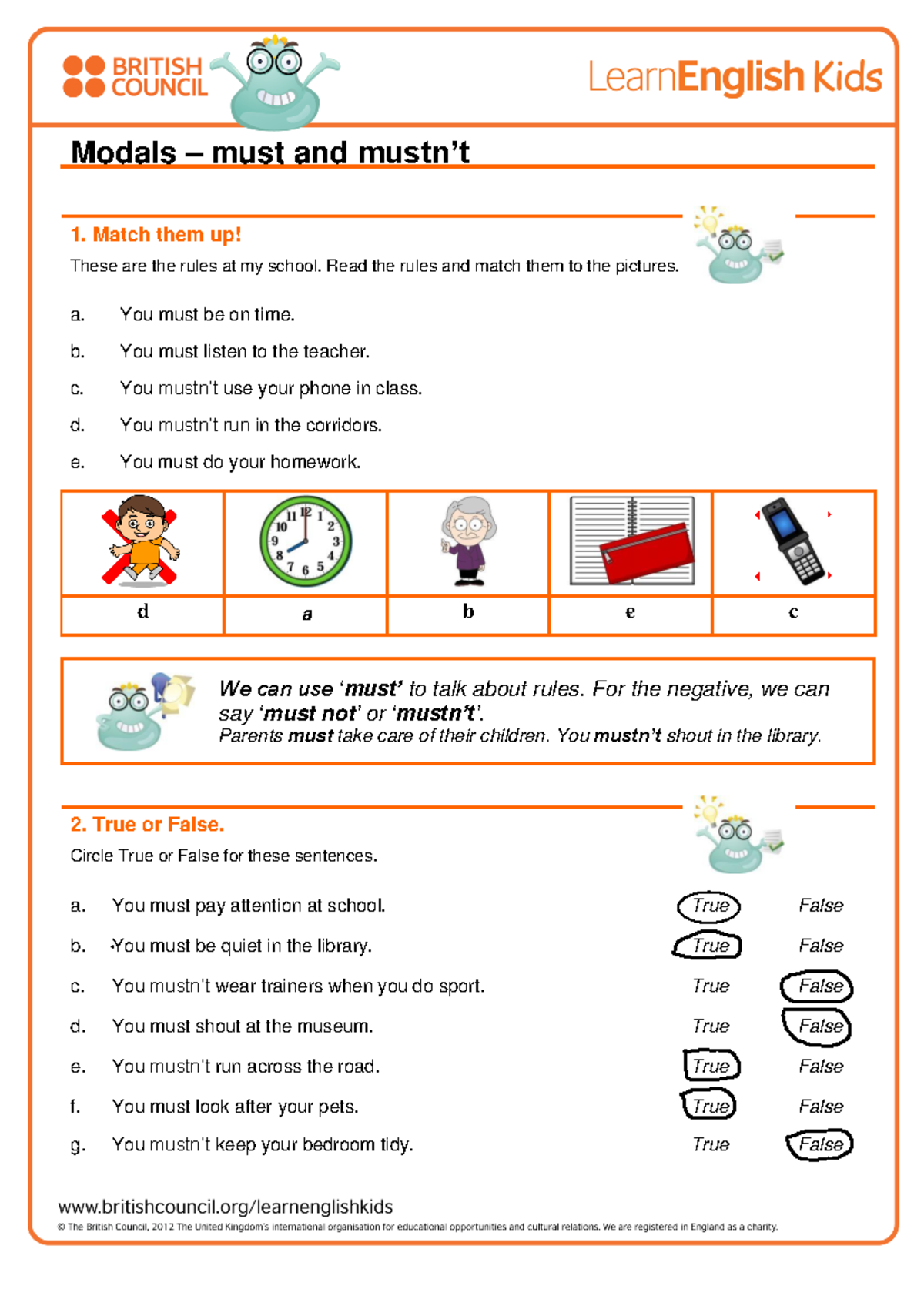 Must and mustnt Activity, FÁCIL COMPRENSIÓN SOBR MUST AN MUSNT, TALLER ...
