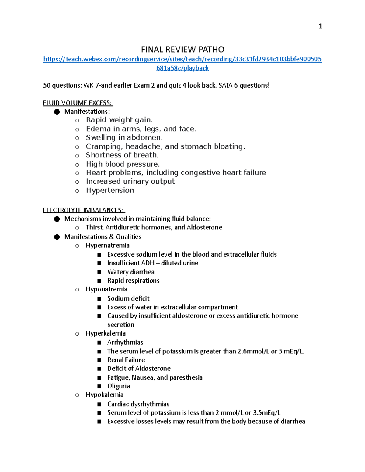 Final Review Patho - FINAL REVIEW PATHO - Studocu
