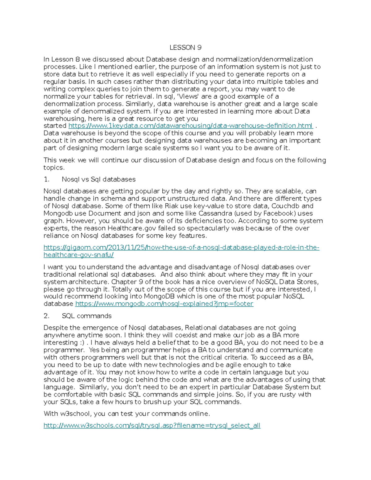 0-Lesson 9 - Lecture notes 9 - LESSON 9 In Lesson 8 we discussed about ...