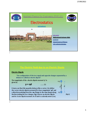Lec-1 Electrostatics Coulombs Law - Electrostatics LECTURE# Instructor ...