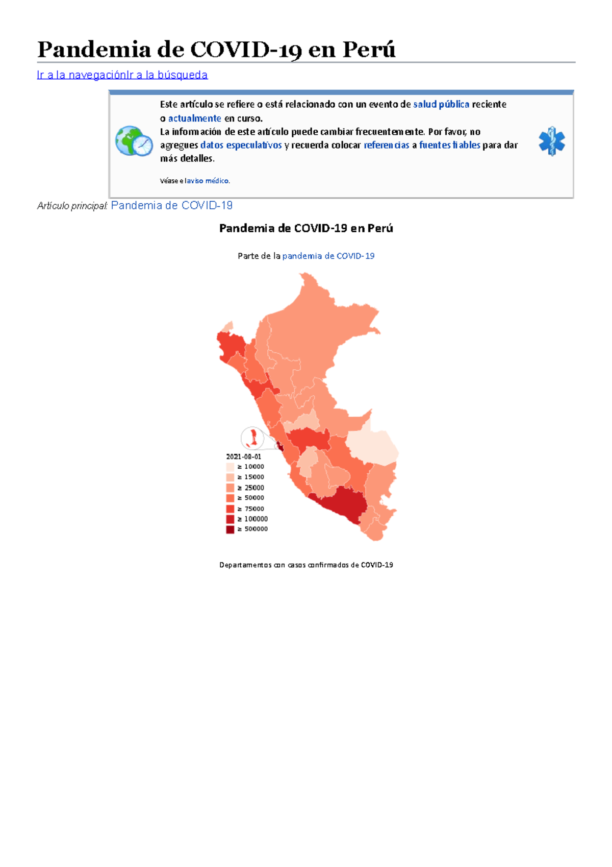 Pandemia de Covid-19 en Perú - Pandemia de COVID-19 en Perú Ir a la ...