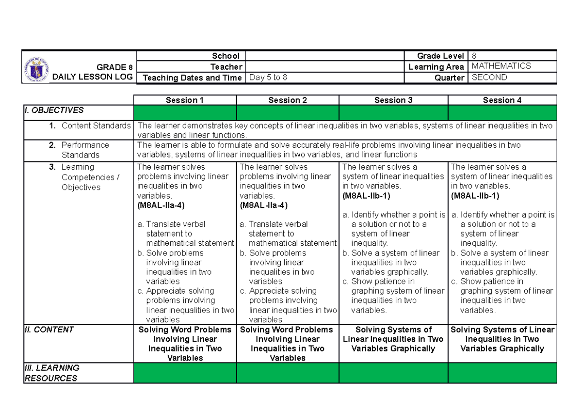 G8DLL Q2W2 LC24-25 - Sample detailed lesson plan - GRADE 8 DAILY LESSON ...