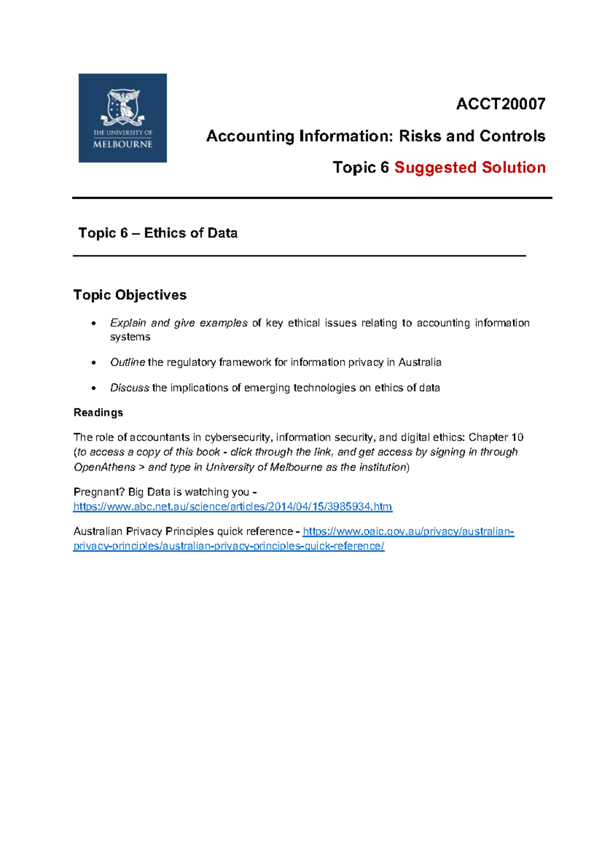 ACCT2000 7 Tutorial Topic 6 - Suggested Solution-5 - ACCT Accounting ...