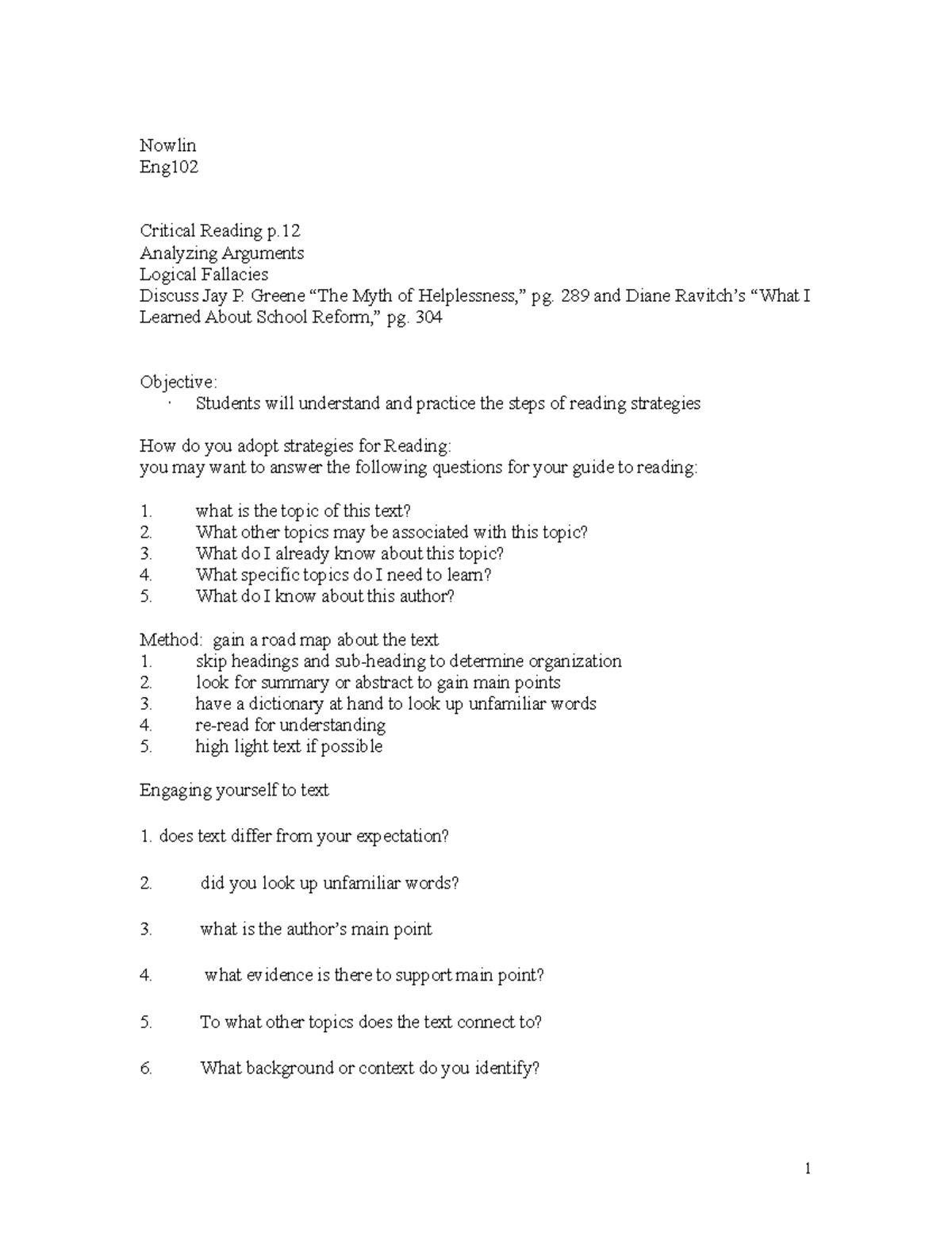 Eng102 Lesson Plan week 3 Green revised 4 copy 5 - Nowlin Eng Critical ...