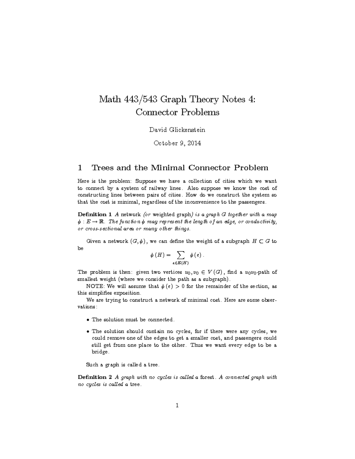 Notes 4 connector problems and shortest path - Math Graph Theory Notes ...