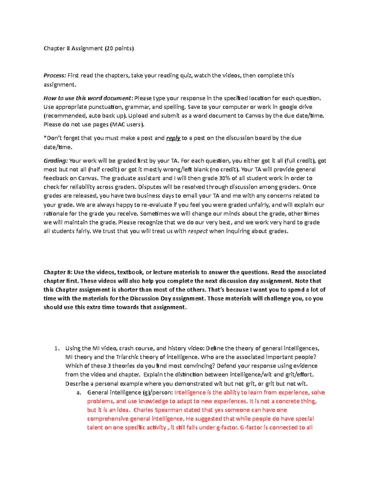 Chapter 8 Assignment-20pts-2023 - Chapter 8 Assignment (20 points) Process: First read the ...