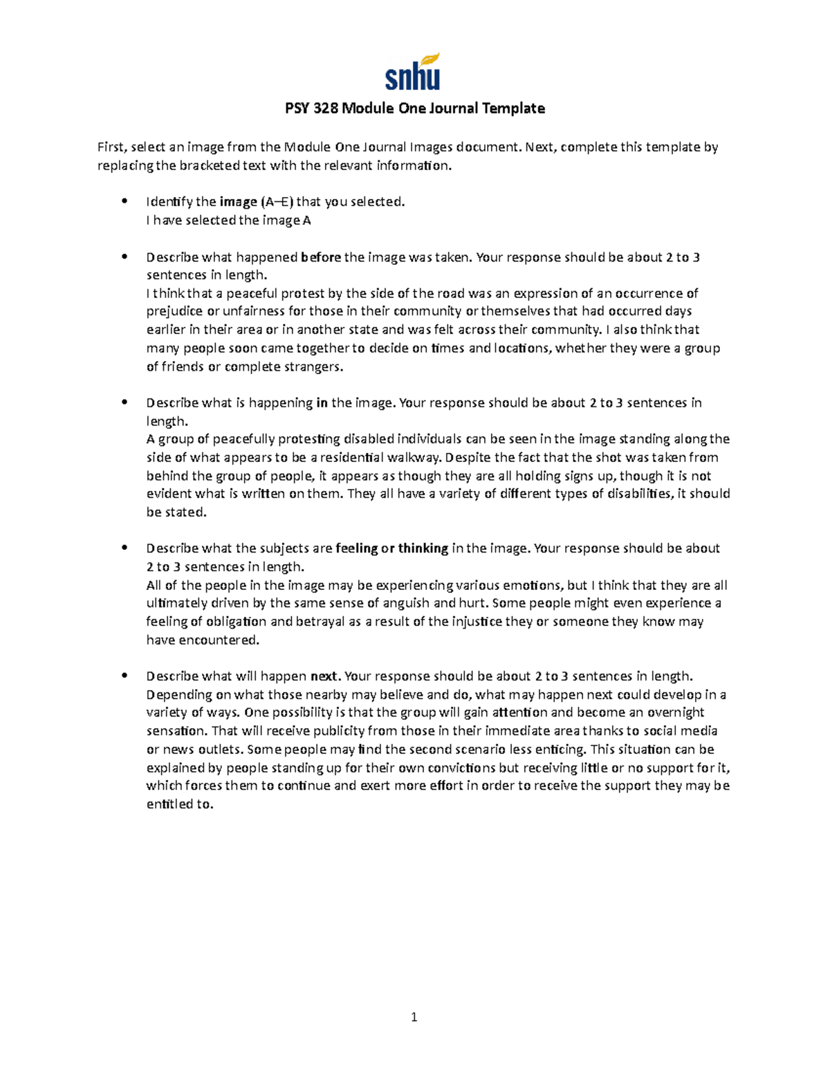 PSY 328 Module One Journal Template - PSY 328 Module One Journal ...