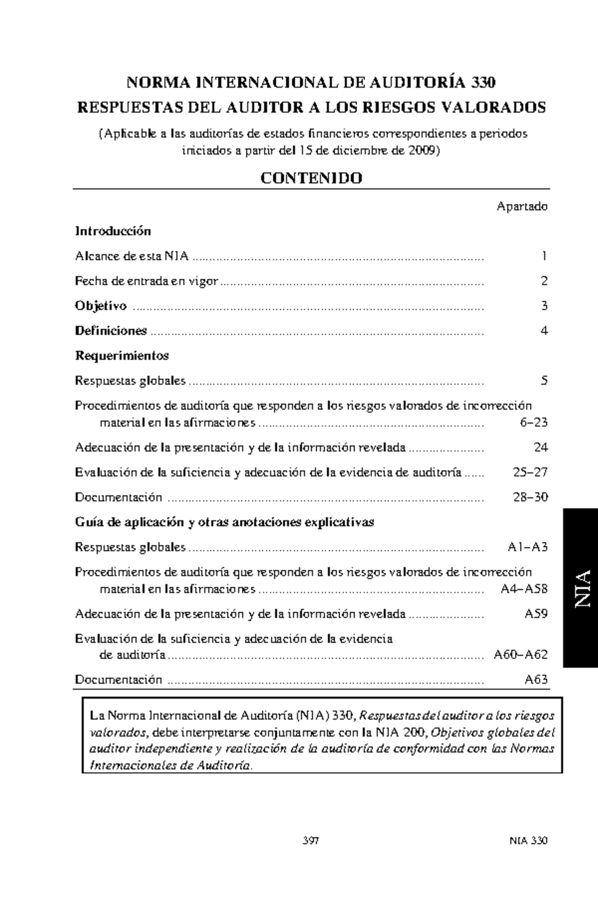 NIA 330 - Auditoria - NIA NORMA INTERNACIONAL DE AUDITORÍA 330 ...