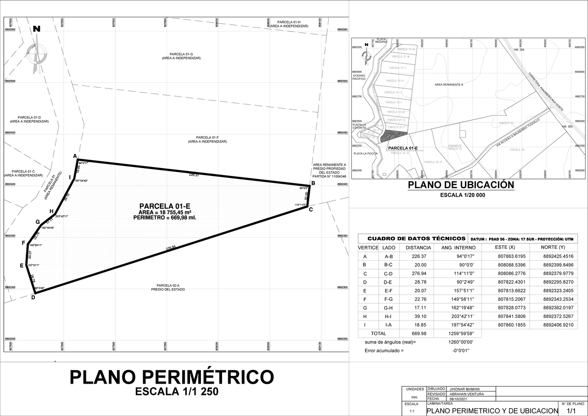Trabajo de Taller Plano Perimetrico , Ubicación - matematicas - UNSA - Studocu