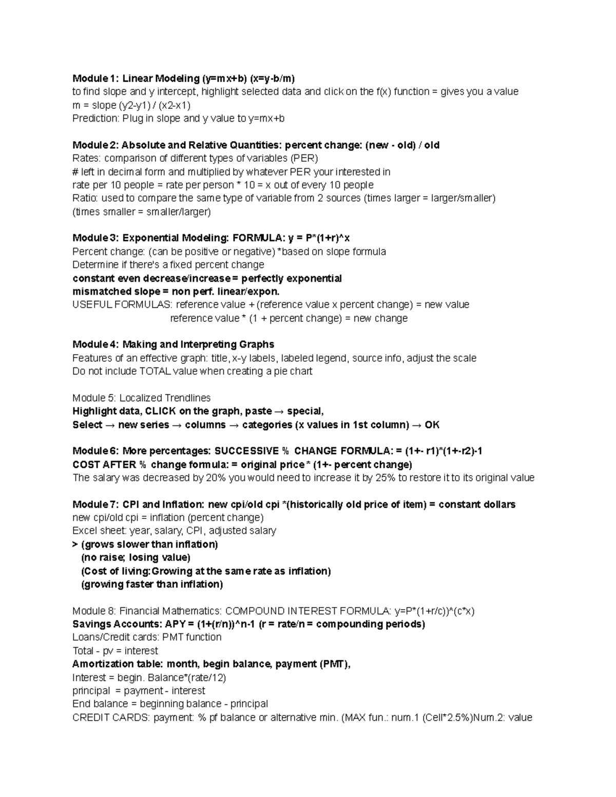 LSP Master Sheet - The document includes formulas from every module ...