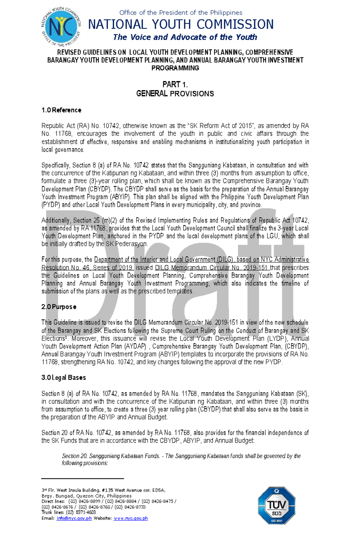 Revised Guidelines ON Local Youth Development Planning^J Comprehensive ...