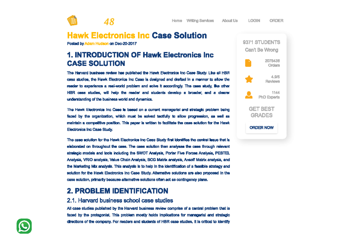 HAWK Electronics 2 - ASD - Marketing Research - Studocu