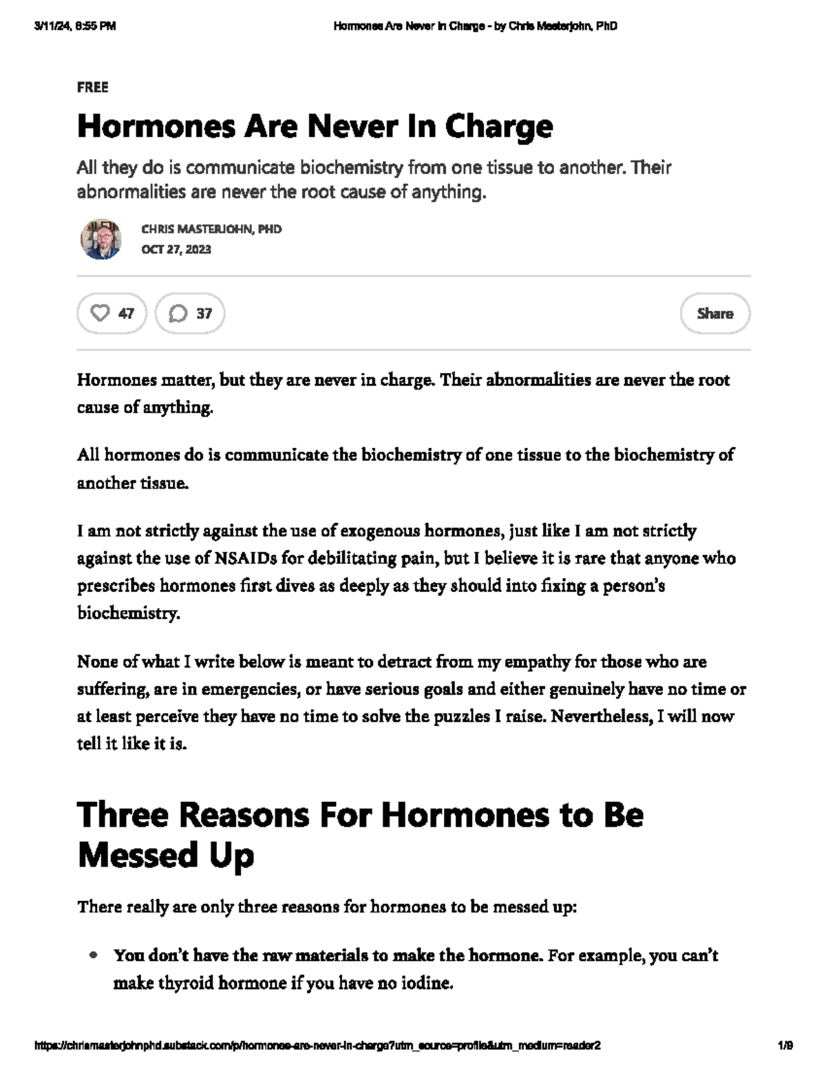Hormones are never in charge Chris Masterjohn - 6:55 PM Hormones Are ...