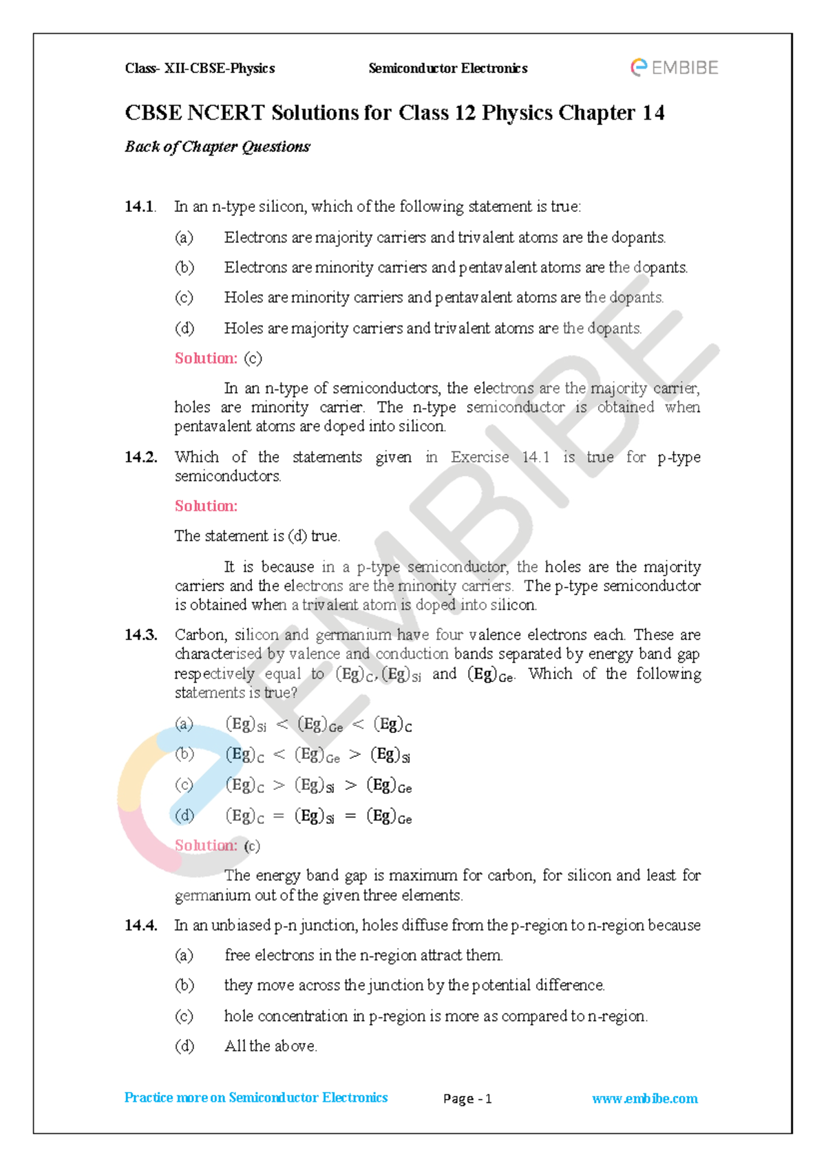 Ch 14 Semiconductors 1 - hi for upload - CBSE NCERT Solutions for Class ...