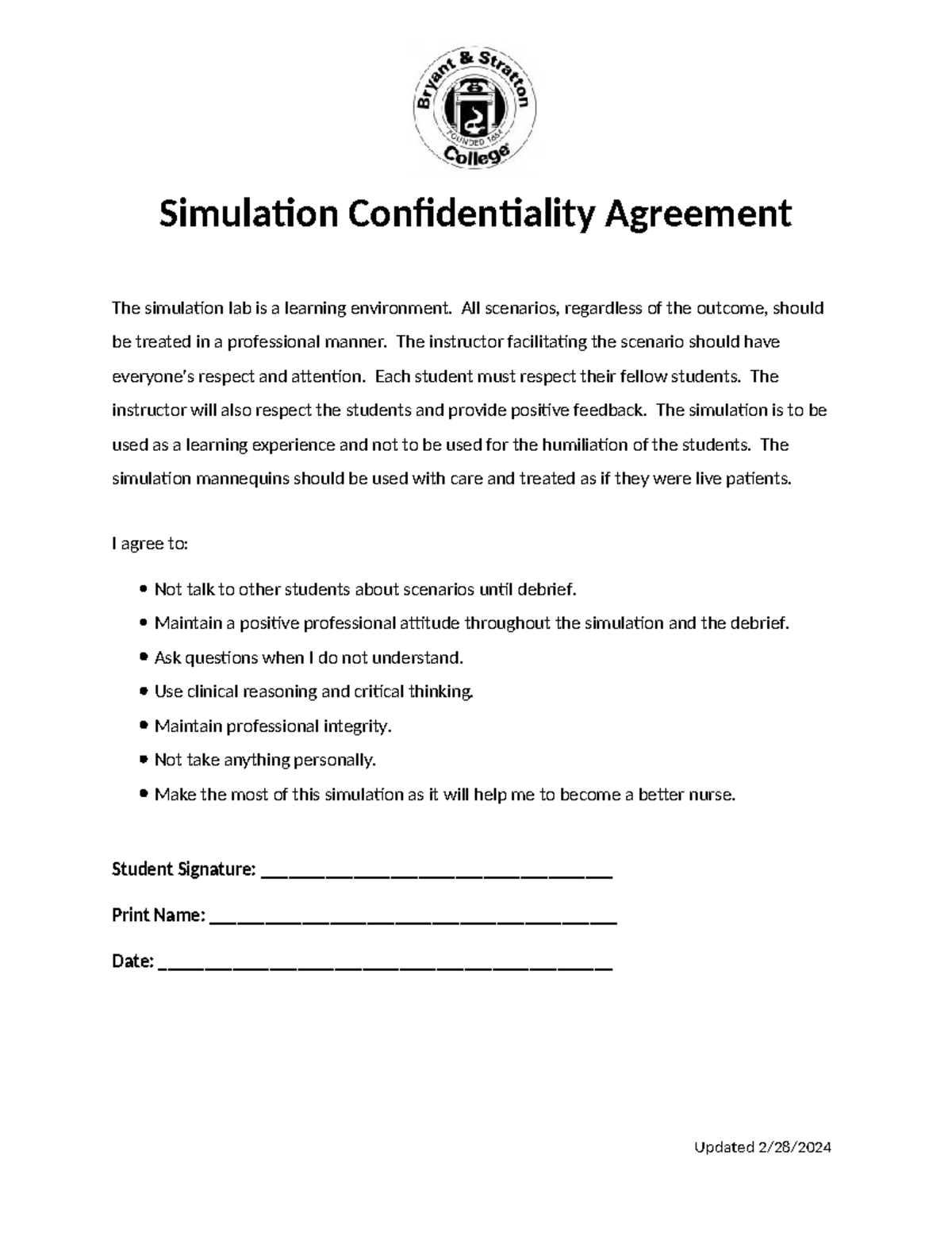 Simulation Confidentiality Agreement 2024 - Simulation Confidentiality ...