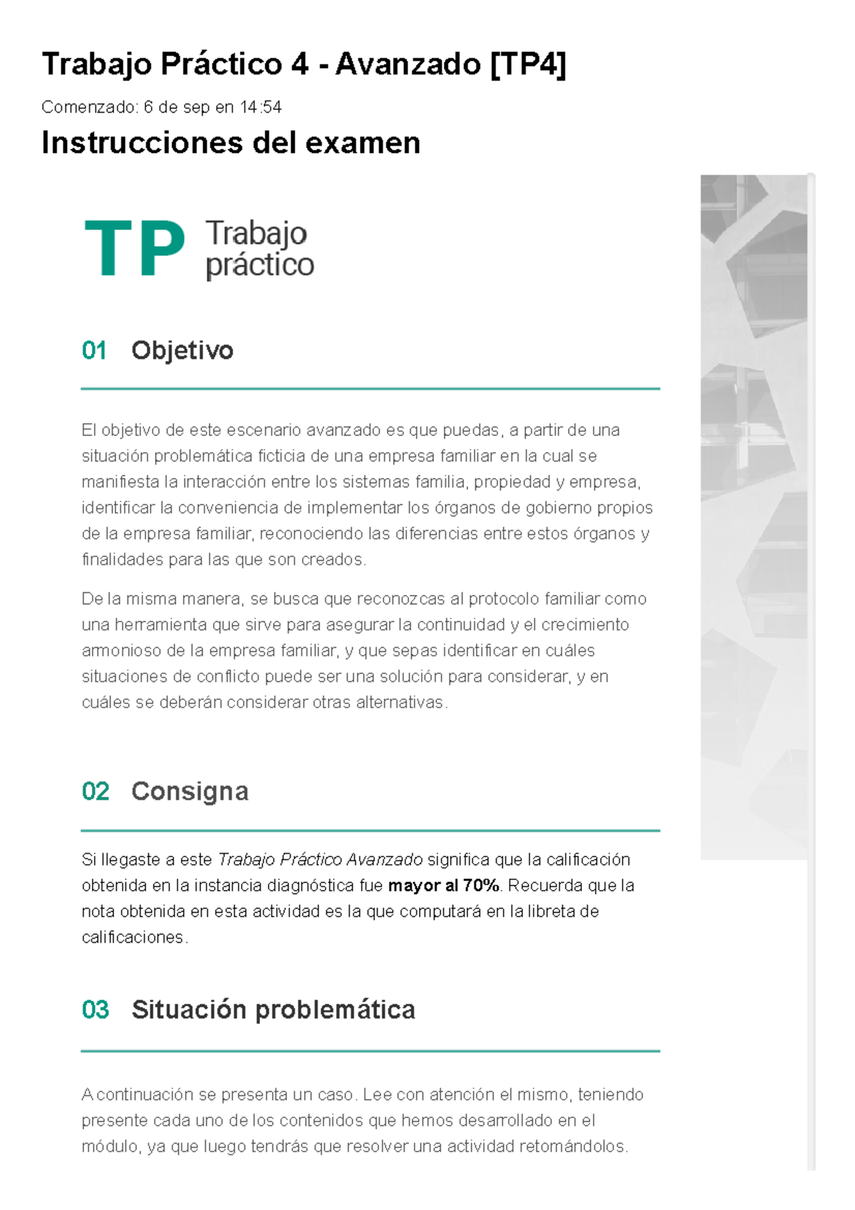 Examen Trabajo Práctico 4 - Avanzado [TP4] - Trabajo Práctico 4 - Avanzado [TP4] Comenzado: 6 de ...