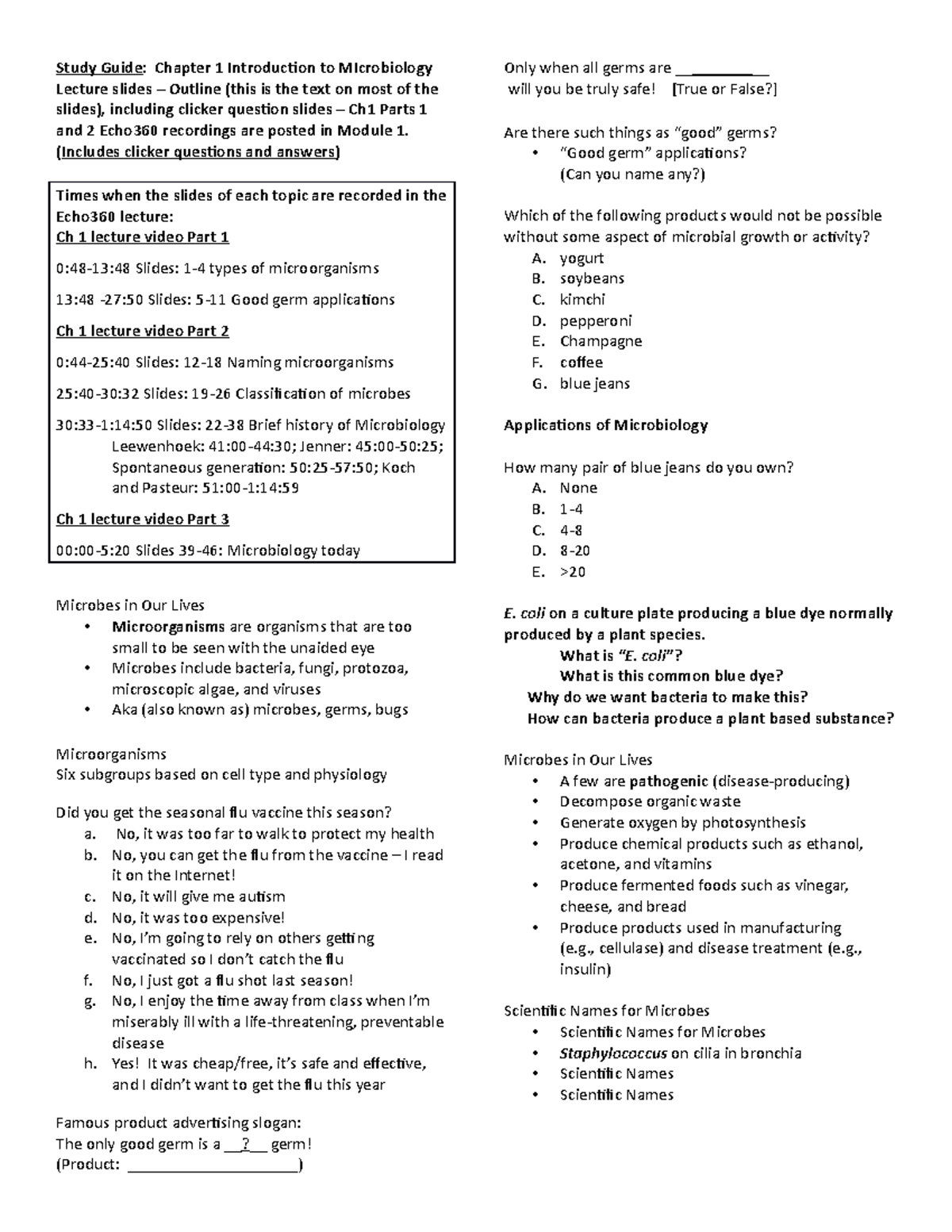 Ch 1 Slide Study Guide + lecture video timing(1) - Study Guide: Chapter ...