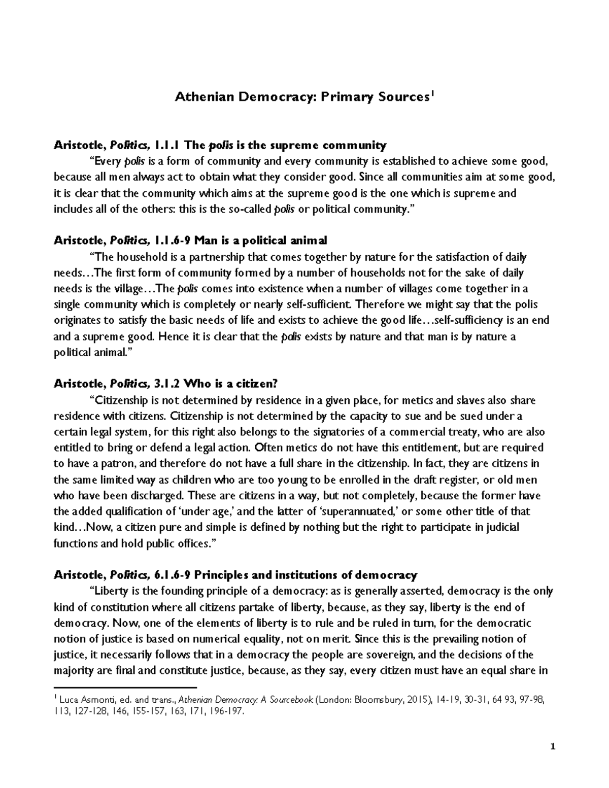 Athens Primary Sources - Athenian Democracy: Primary Sources 1 ...