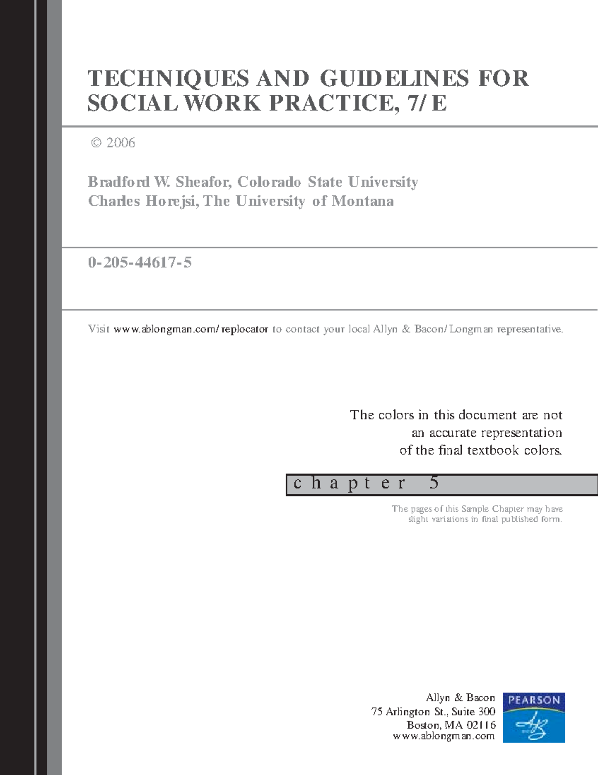 Social work techniques - ####### Bradford W. Sheafor, Colorado State ...