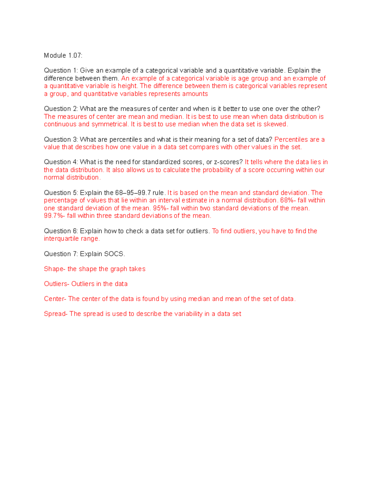 1.07 DBA - For Discussion based assessments - Module 1: Question 1: Give an example of a ...