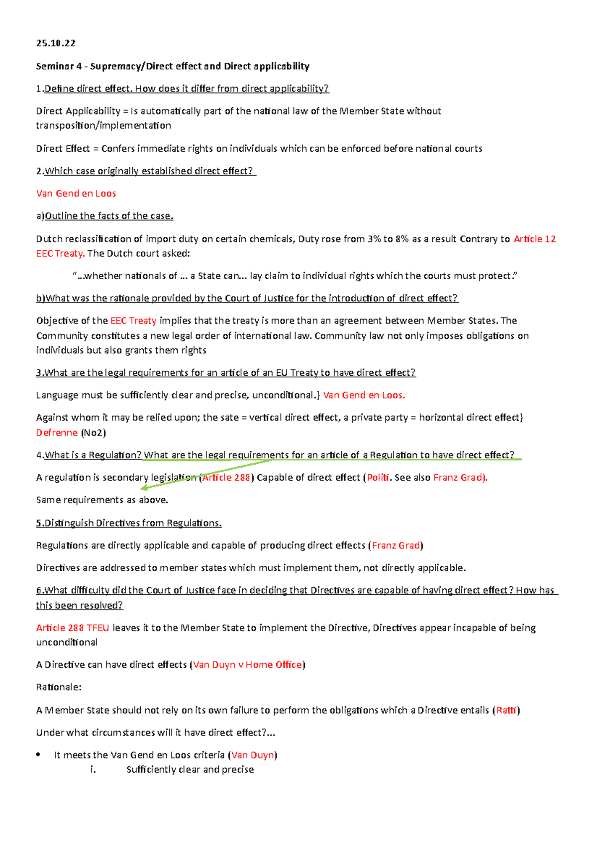 4 Direct Effect And Direct Applicability 25 Seminar 4 Supremacy Direct Effect And Direct