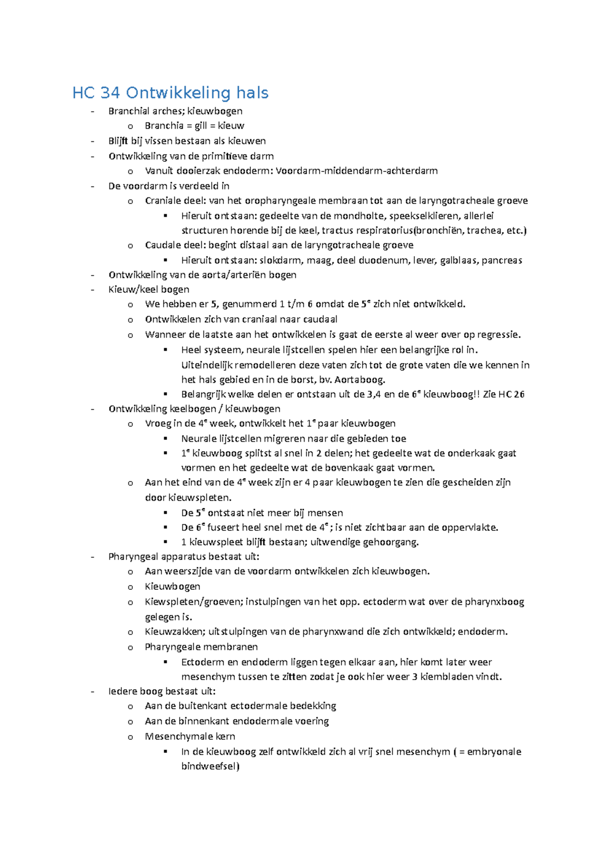 HC 34 Ontwikkeling hals - HC 34 Ontwikkeling hals - Branchial arches ...