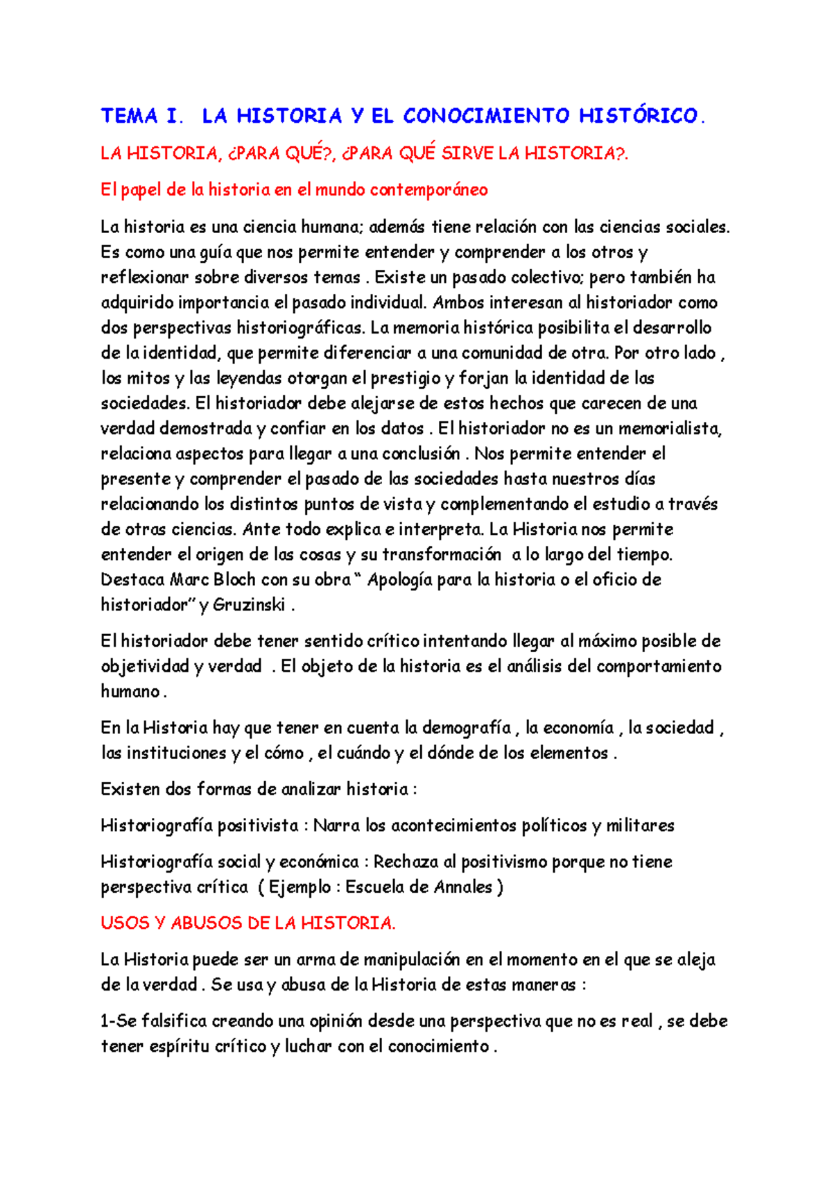 Tema 1 - Tema 1 Introducción Historia - TEMA I. LA HISTORIA Y EL ...