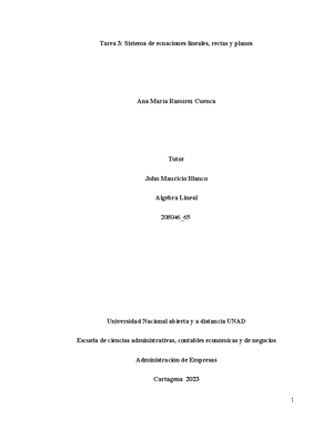 Algebra lineal sistema de ecuaciones - Título: Tarea 3 –Sistema de ...