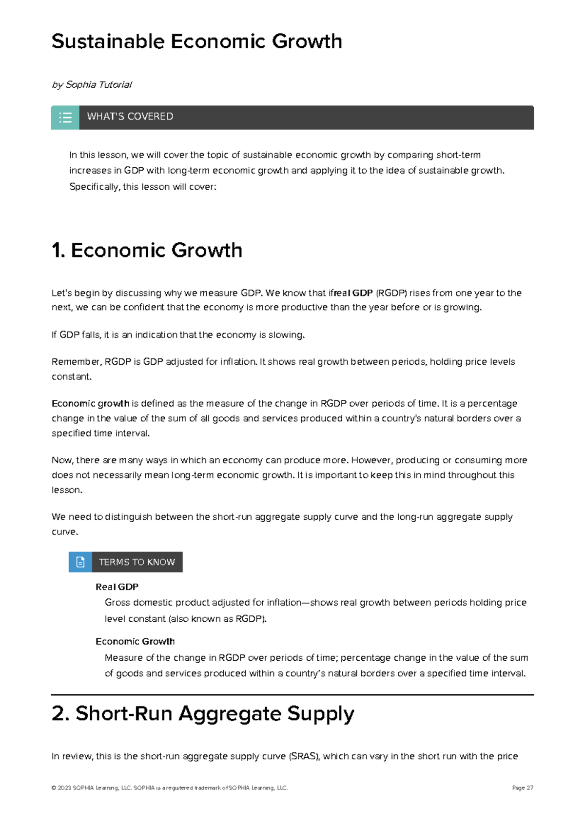 Macroeconomics unit-4-tutorials PDF2 - Sustainable Economic Growth by ...
