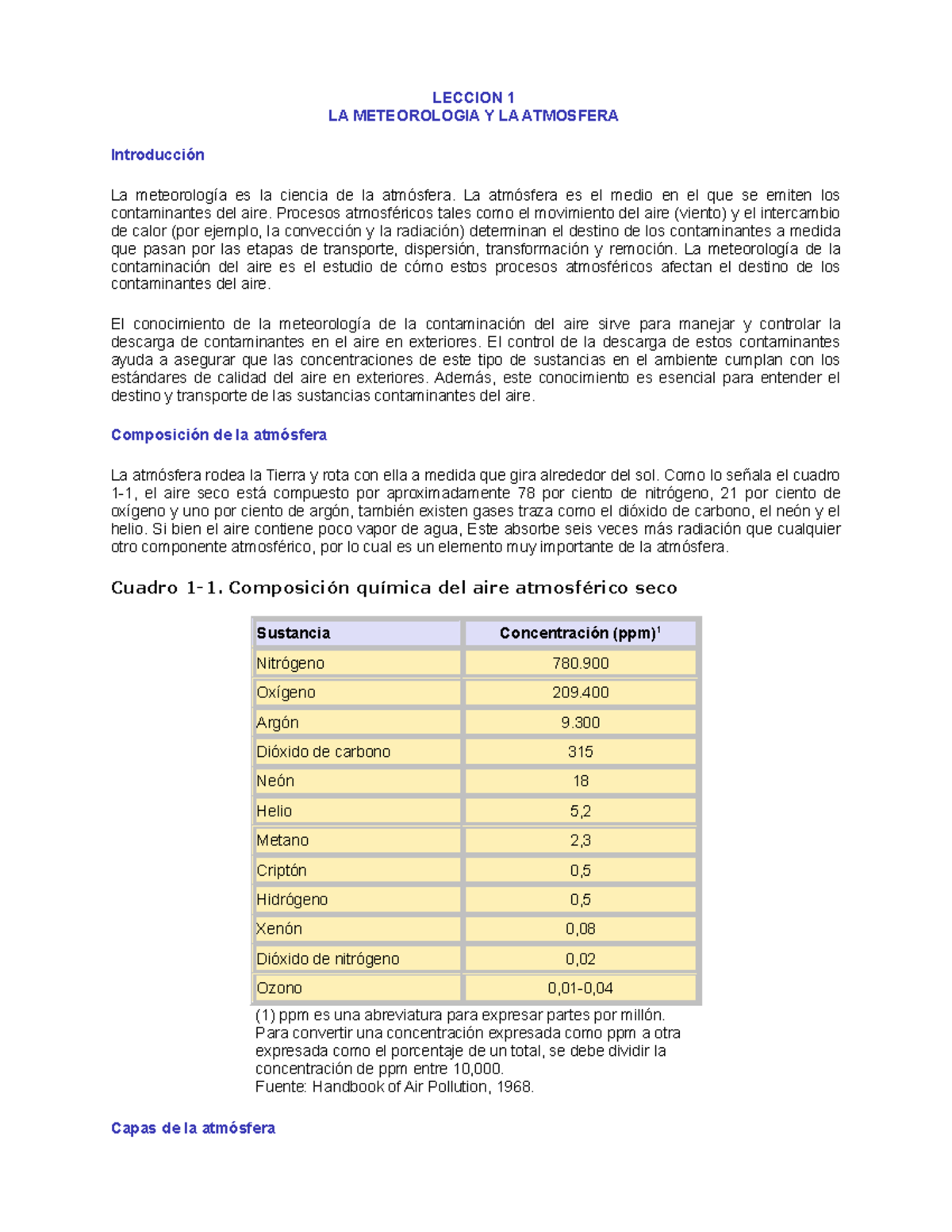 Apuntes de Meteorologia - LECCION 1 LA METEOROLOGIA Y LA ATMOSFERA ...