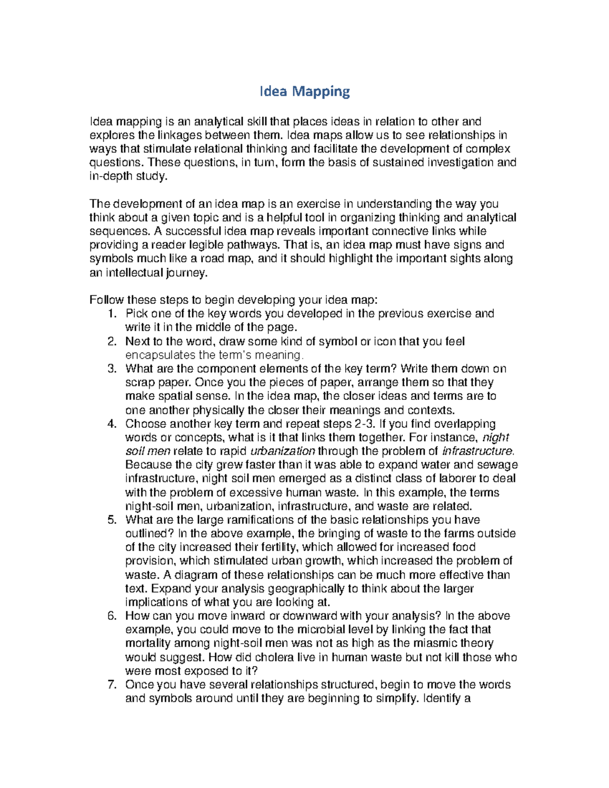 Idea Mapping - Idea Mapping Idea mapping is an analytical skill that ...